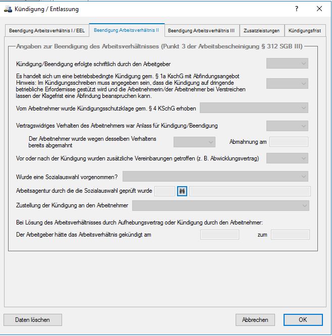 Welche Eingaben sind bei Aussteuerung für die BEA Arbeitsbescheinigung ...