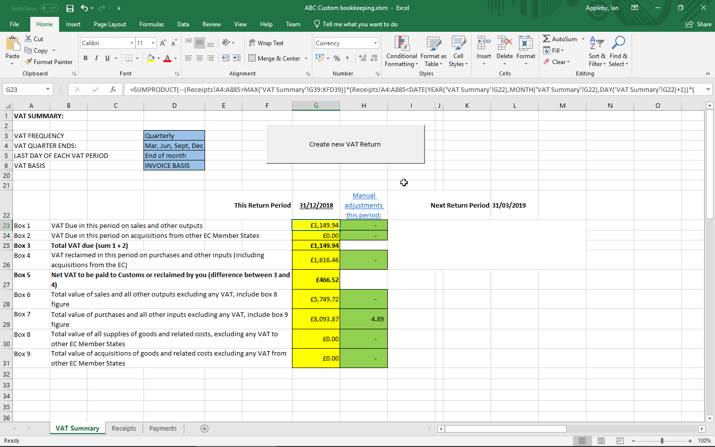 CCH OneClick : MTD for VAT - VAT Spreadsheet Template and creating ...