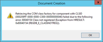 CCH Document Management : HRESULT: 0x80040154 (REGDB-E-CLASSNOTREG)